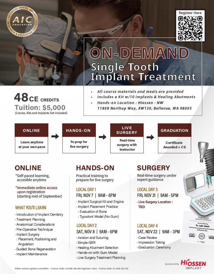 On-Demand Master Course - Single Tooth Implant Treatment - Hiossen® Implant
